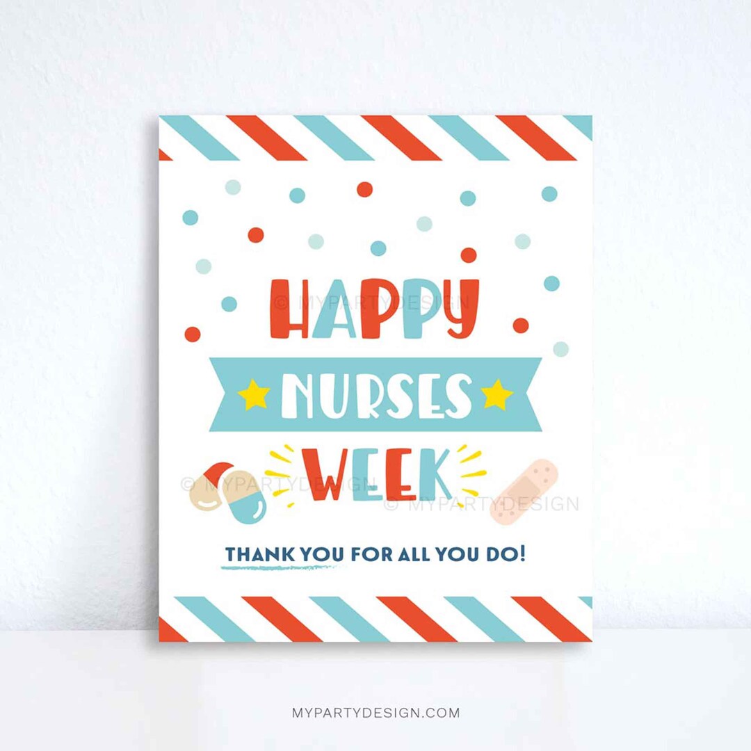 Happy Nurses Week Sign, Thank You Print for Registered Nurse and ...