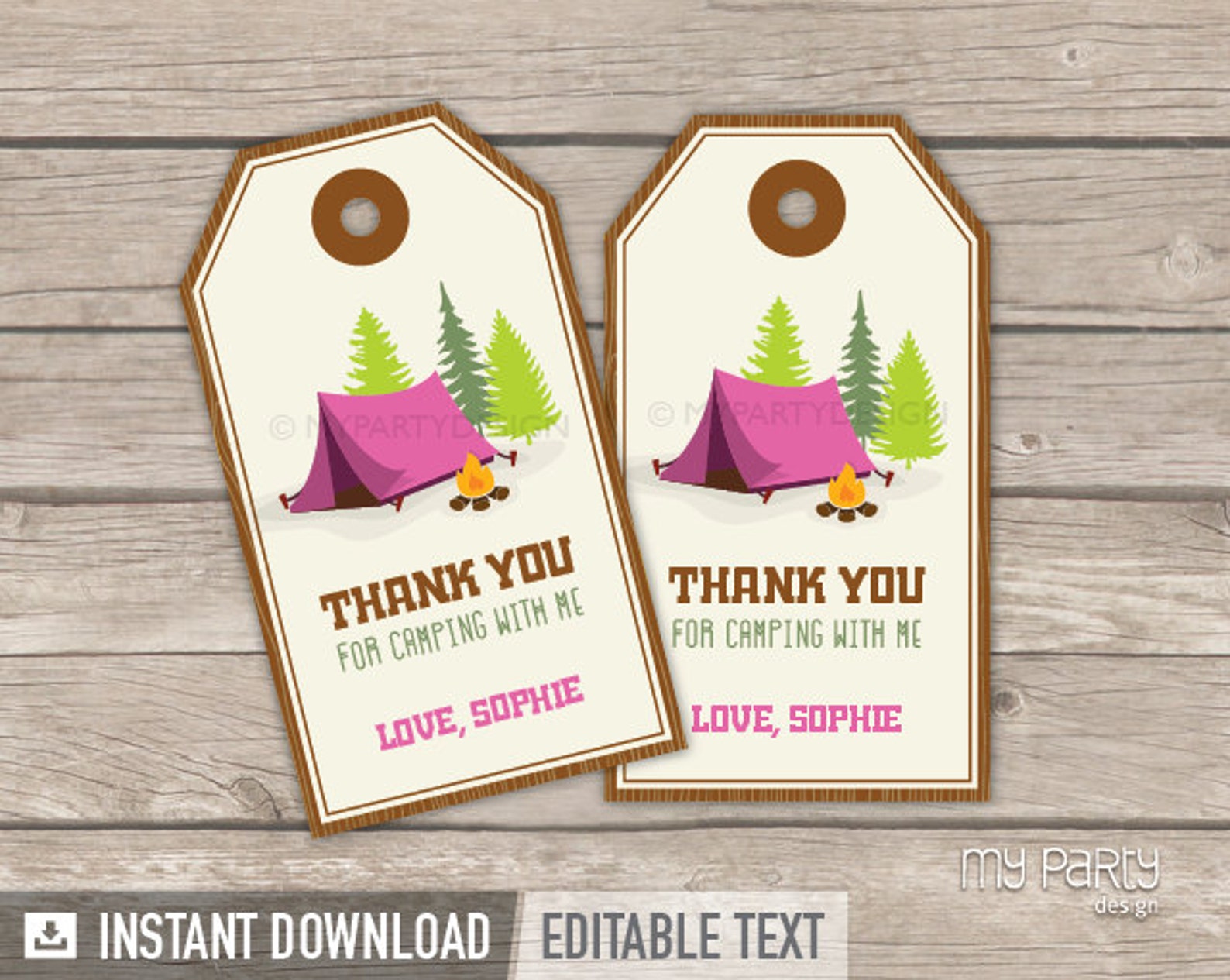 Camping Favor Tags Camp Party Decorations Thank You Tags | Etsy