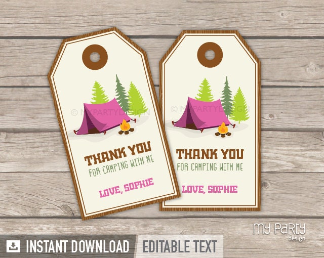 Camping Favor Tags Camp Party Decorations Thank You Tags - Etsy