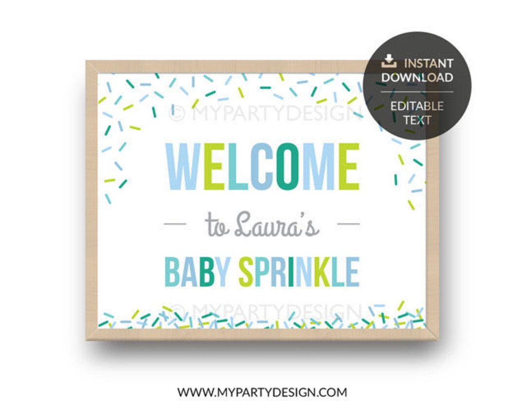 Baby Sprinkle Welcome Sign, Boy Baby Shower, Sprinkles INSTANT DOWNLOAD ...