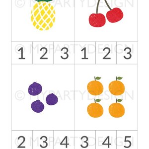 Printable Counting Cards, Fruit Clip Cards, Learn the Numbers ...