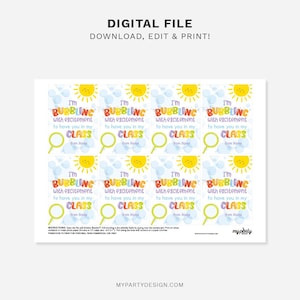 Bubbling With Excitement Tag, Bubbles Back to School Gift Label, First ...