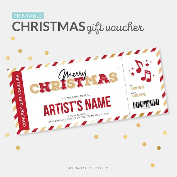 Christmas Concert Gift Voucher, Concert Ticket Template, Artist Music ...