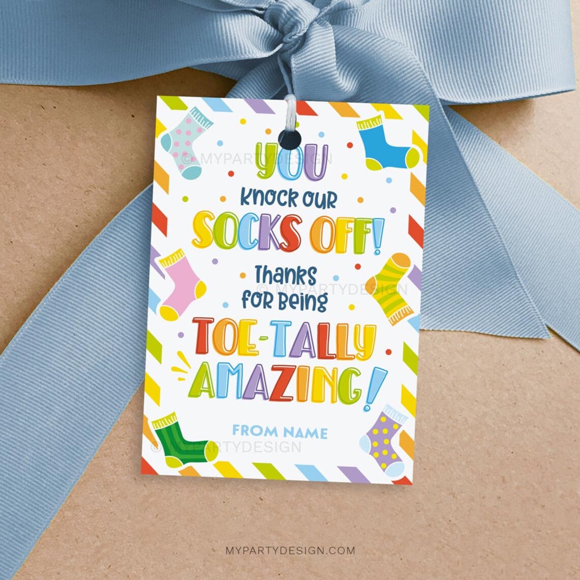 Knock Socks off Gift Tag, Thank You Label for Coworkers, Staff or ...