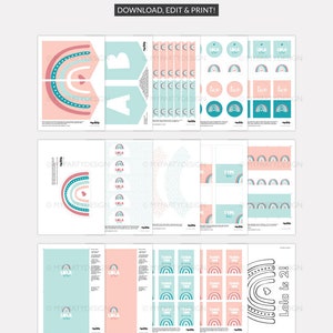 Boho Rainbow Birthday Decorations, Rainbow Party Pack, Boho Party Kit ...