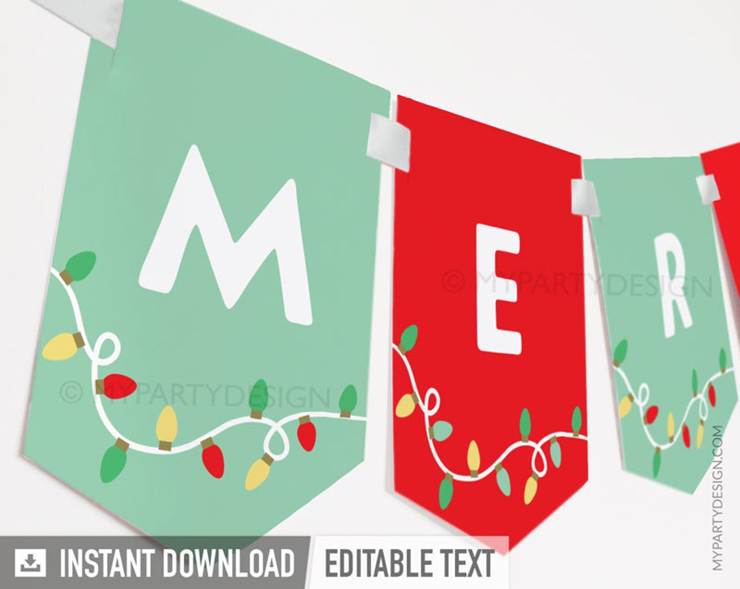 Christmas Banner Festive Party Bunting Merry Christmas - Etsy