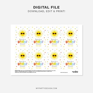 Here's to a Bright Summer Tag, End of School Year Gift Label, Gift for ...