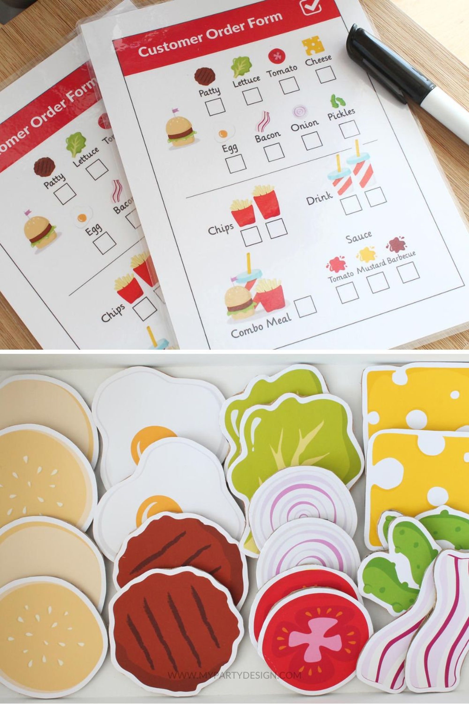 Burger Shop Dramatic Play Printables Kids Pretend Play - Etsy