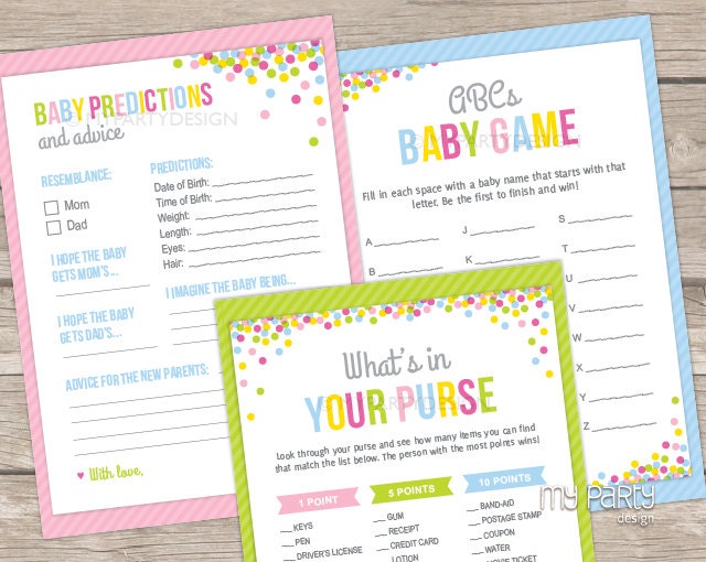 Baby Shower Games Pack, Baby Sprinkle Games Bundle, Babyshower Games ...