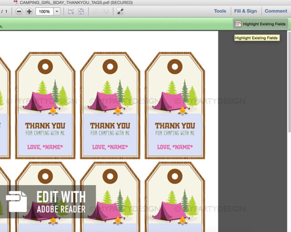 Camping Favor Tags Camp Party Decorations Thank You Tags - Etsy