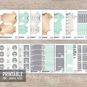 Mint Baby Shower Decorations, Bodysuit Theme Party Pack, Gender Neutral ...