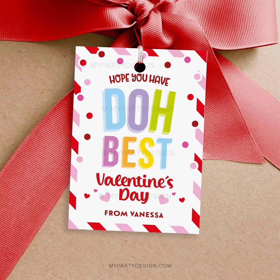 Doh Best Valentines Gift Tag, Play Dough Valentine's Day Labels ...