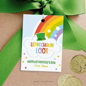 Leprechaun Loot Tag, St Patrick's Day Label, Kids Rainbow Cards for ...