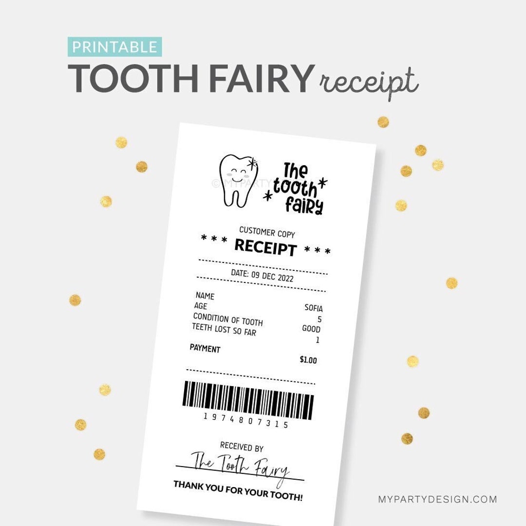 Tooth Fairy Receipt, Printable Official Lost Teeth Certificate ...