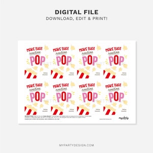 Make That Routine Pop Popcorn Tag, Popcorn Encouragement Gift for Cheer ...