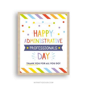 Happy Administrative Professionals Day Sign, Thank You Print for Admin ...