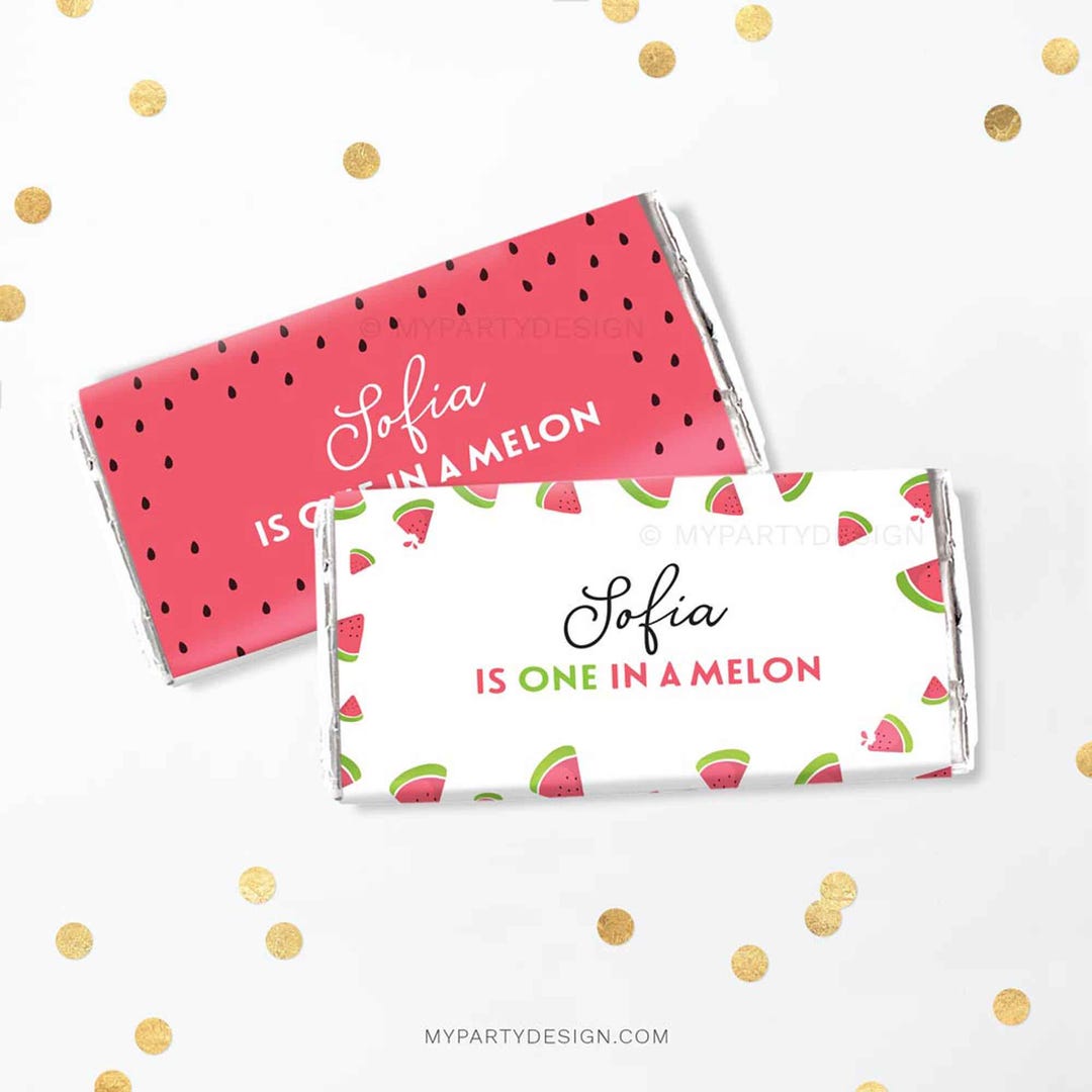 Watermelon Party Chocolate Wrappers, One in a Melon First Birthday ...