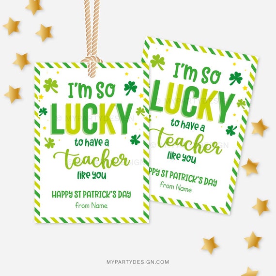 Teacher St Patrick's Day Tag, Lucky Shamrock Cards for Class Teacher ...