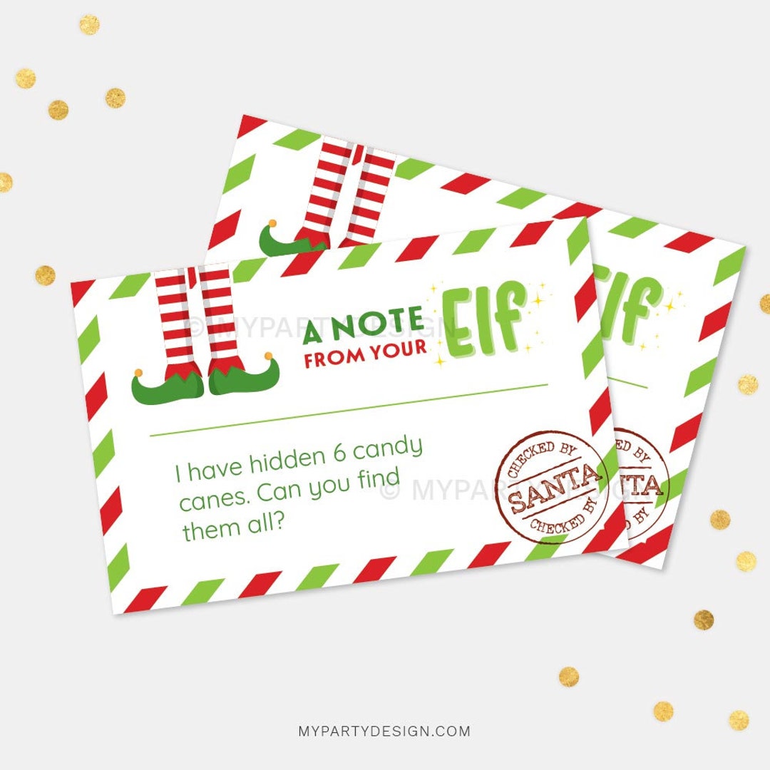 Elf Notes Cards a Note From Your Elf Labels Elf Report - Etsy