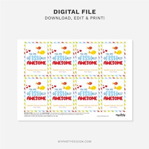 O Fish Ally Awesome Gift Tag, Goldfish Thank You Label, School Staff ...