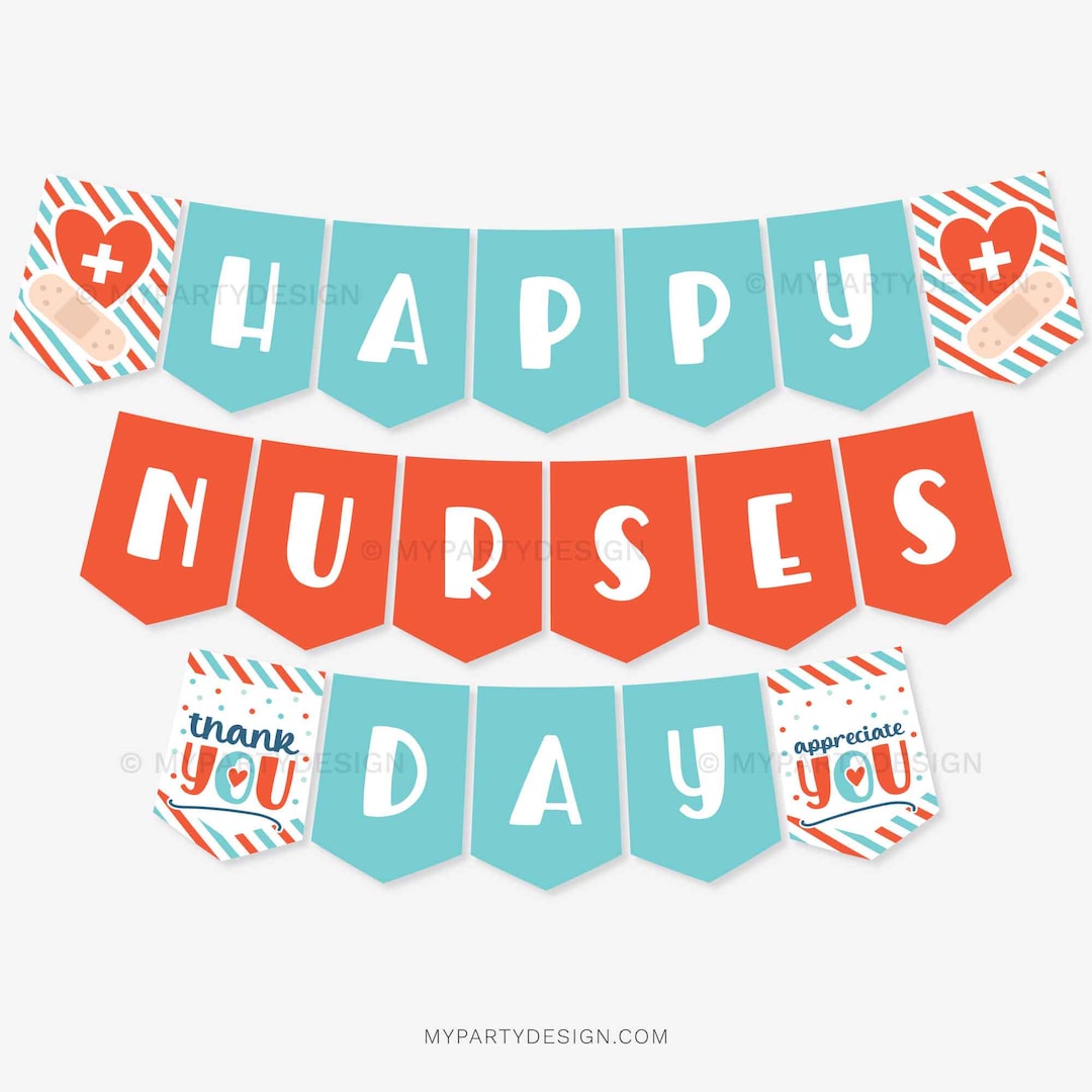Happy Nurses Day Banner, Thank You Bunting for Registered Nurse and ...