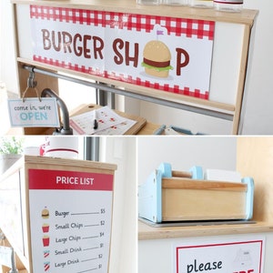 Burger Shop Dramatic Play Printables, Kids Pretend Play, Hamburger ...