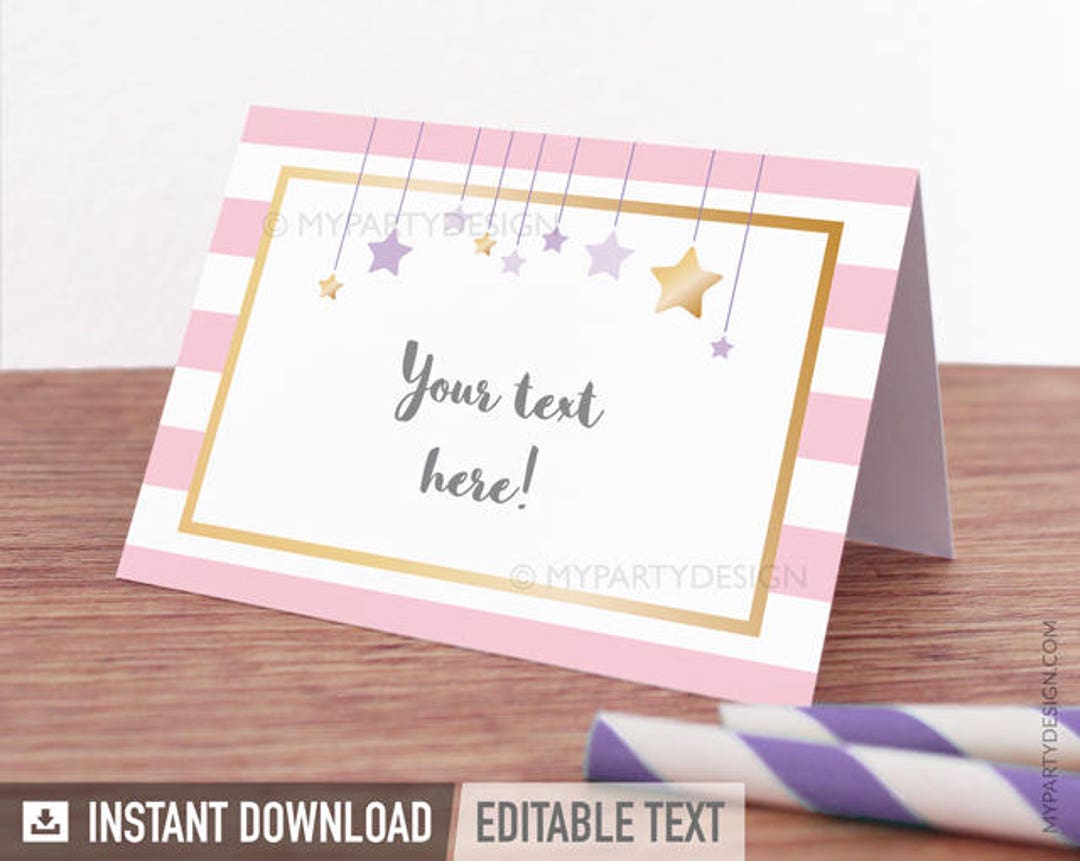 Pink Party Food Labels, Twinkle Twinkle Tent Tags, First Birthday Party ...