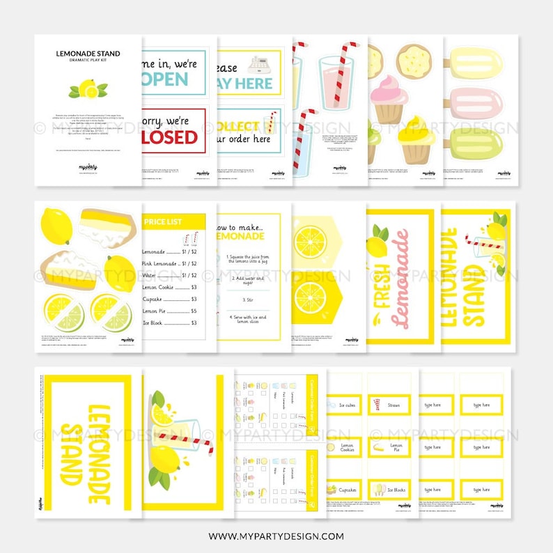 Lemonade Stand Dramatic Play Printables, Kids Summer Pretend Play ...