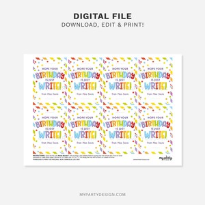 Pencil Happy Birthday Gift Tag, Just Write Birthday Class Gift Label ...