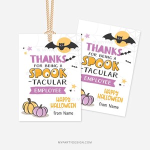Spooktacular Employee Halloween Tag, Staff Appreciation Gift Label ...