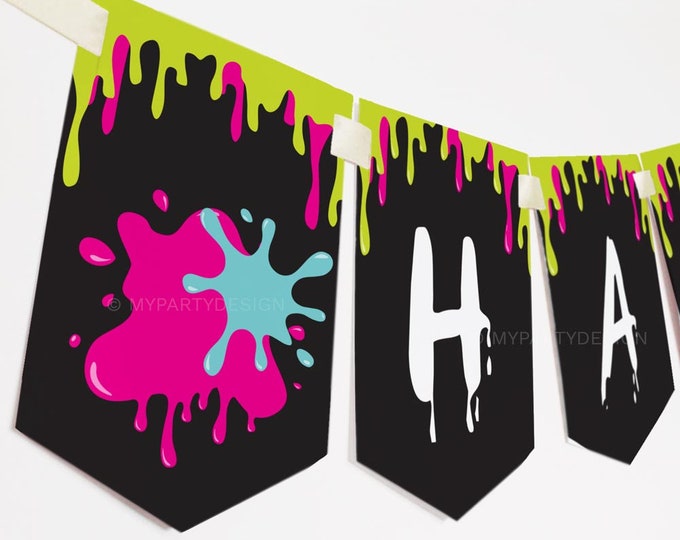 Slime Birthday Banner Slime Party Decorations Slime Happy - Etsy