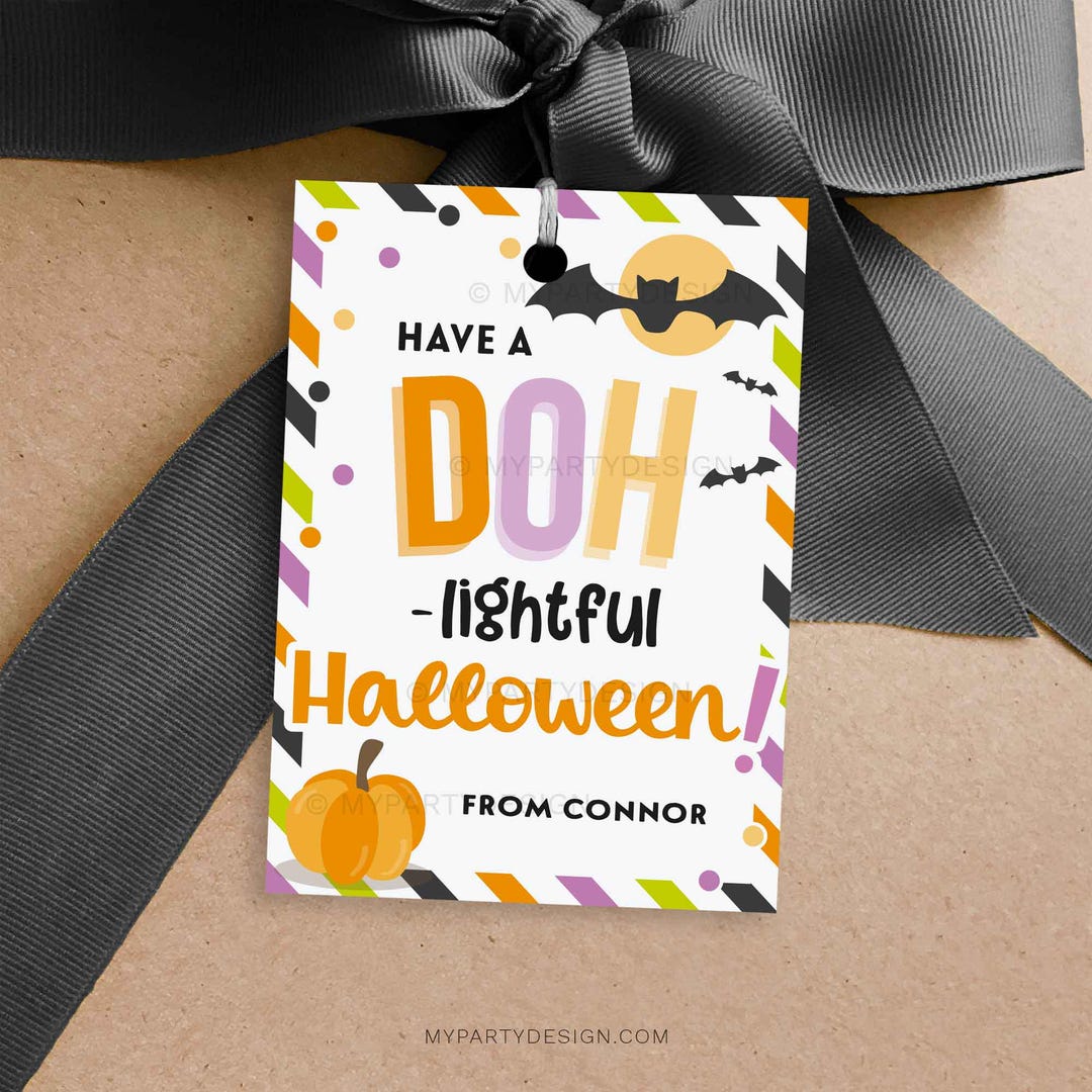 Dohlightful Halloween Gift Tag, Halloween Play Dough Class Gift Label ...