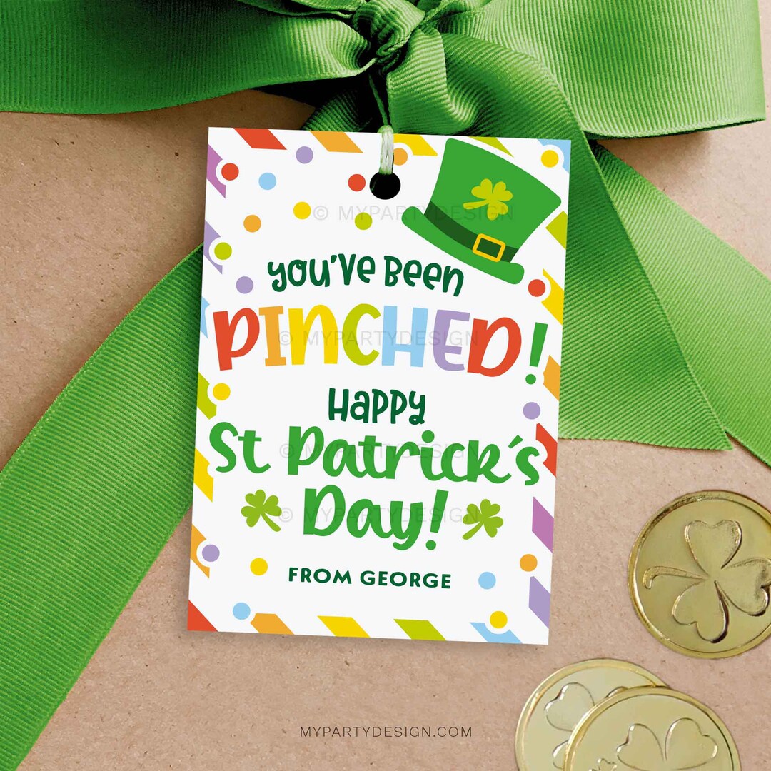 You've Been Pinched Gift Tag, St Patrick's Day Label for Work Staff or ...