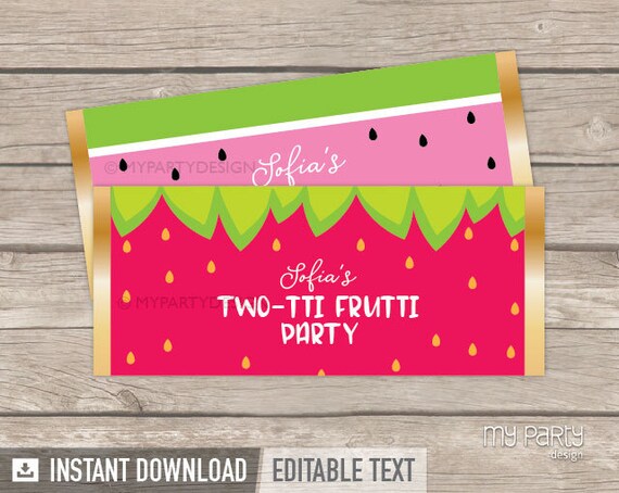 Tutti Frutti Chocolate Wrappers, Twotti Frutti Birthday, Tropical Party ...
