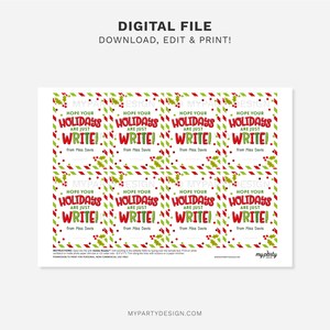 Christmas Holidays Pencil Tag, Just Write Class Gift Label, Non-candy ...