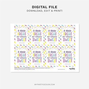 Treat for Someone Sweet Gift Tag, Candy Chocolate or Sweets Thank You ...