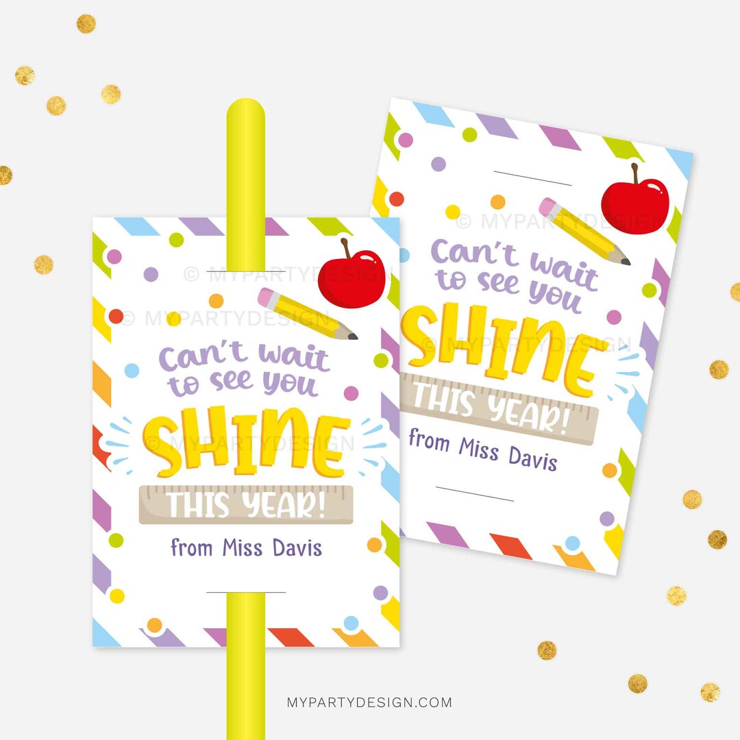 Back to School Glow Stick Tag, See You Shine Class Gift Label, First ...