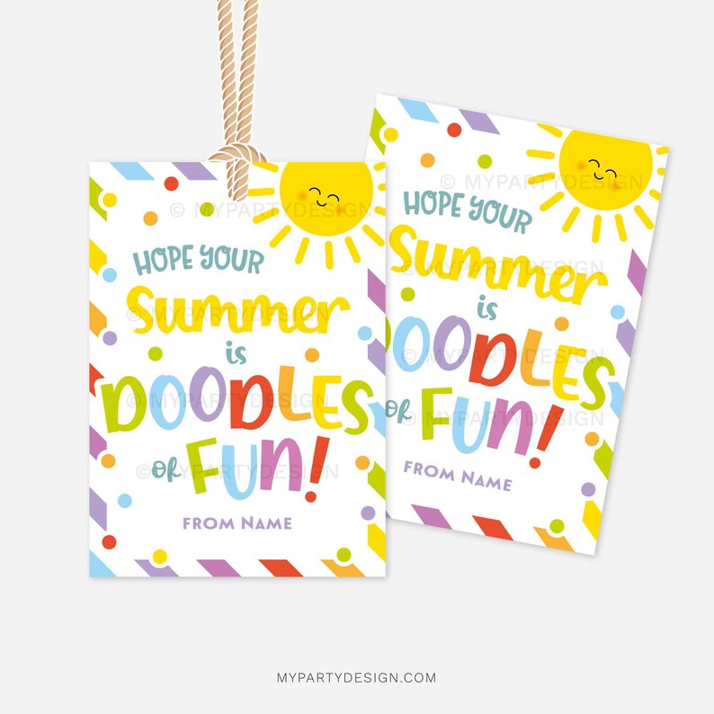 Summer Doodles of Fun Gift Tag, End of School Year Gift Label for Class ...