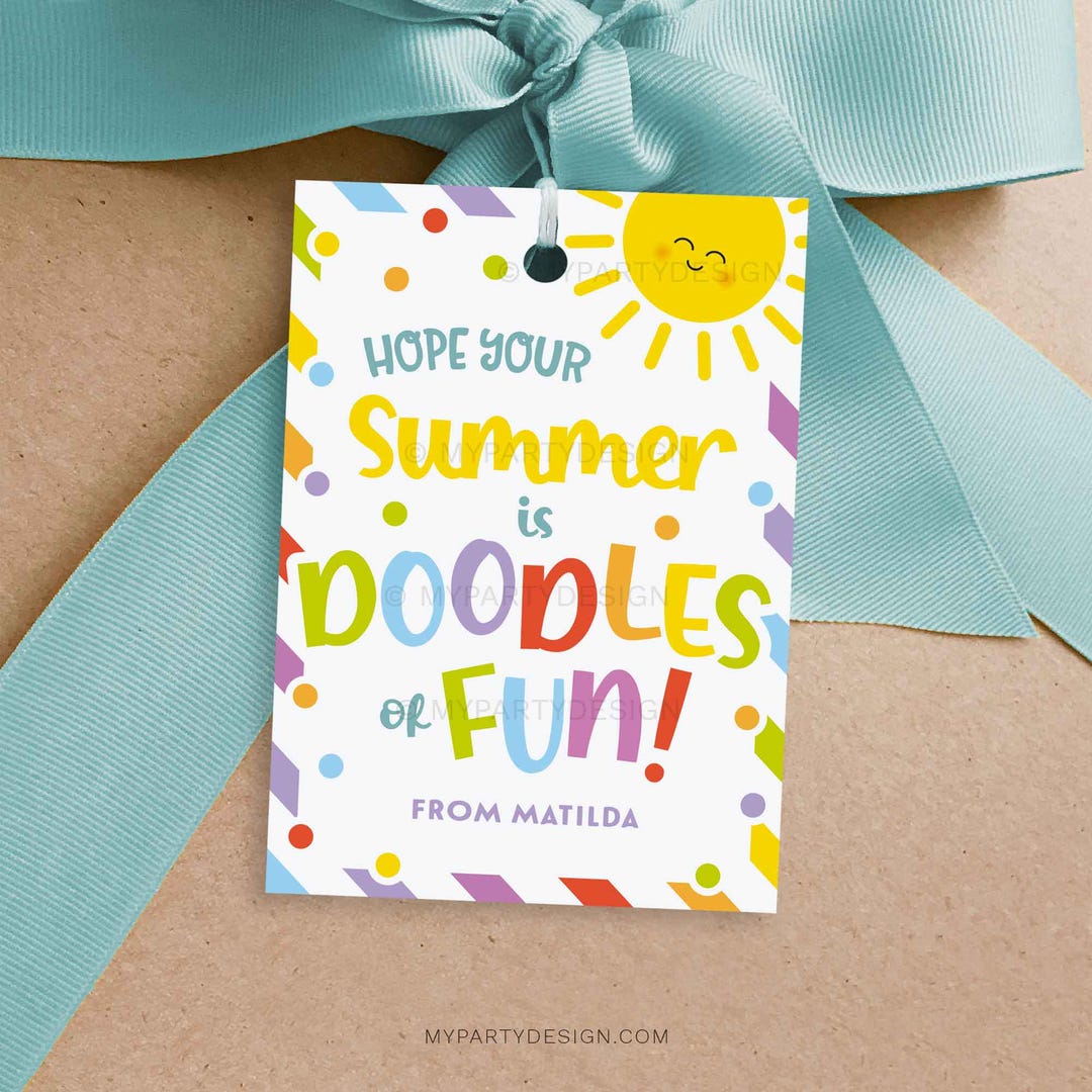 Summer Doodles of Fun Gift Tag, End of School Year Gift Label for Class ...