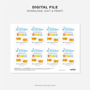 Ofishally Last Day of School Tag, Fish Snack Labels, End of School Year ...