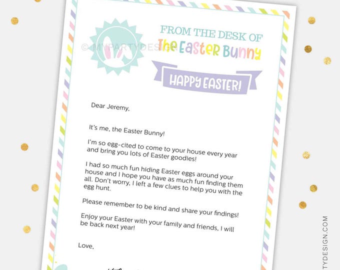 Editable Letter From the Easter Bunny. Personalized Easter Morning ...