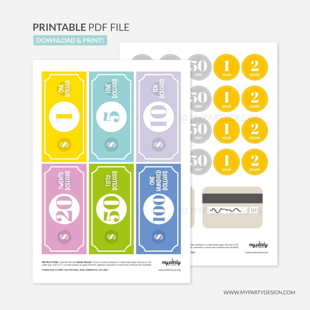Printable Play Money for Kids, Pretend Play Currency for Toddlers and ...