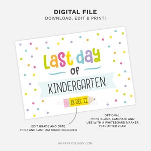 Printable First and Last Day of School Sign Bundle - Preschool ...