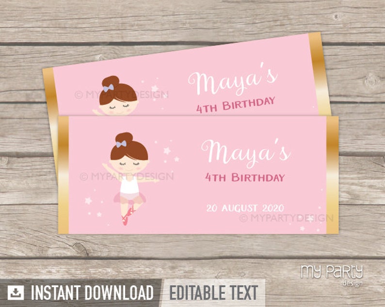 Ballerina Chocolate Wrappers Dance Party Decorations Ballet | Etsy