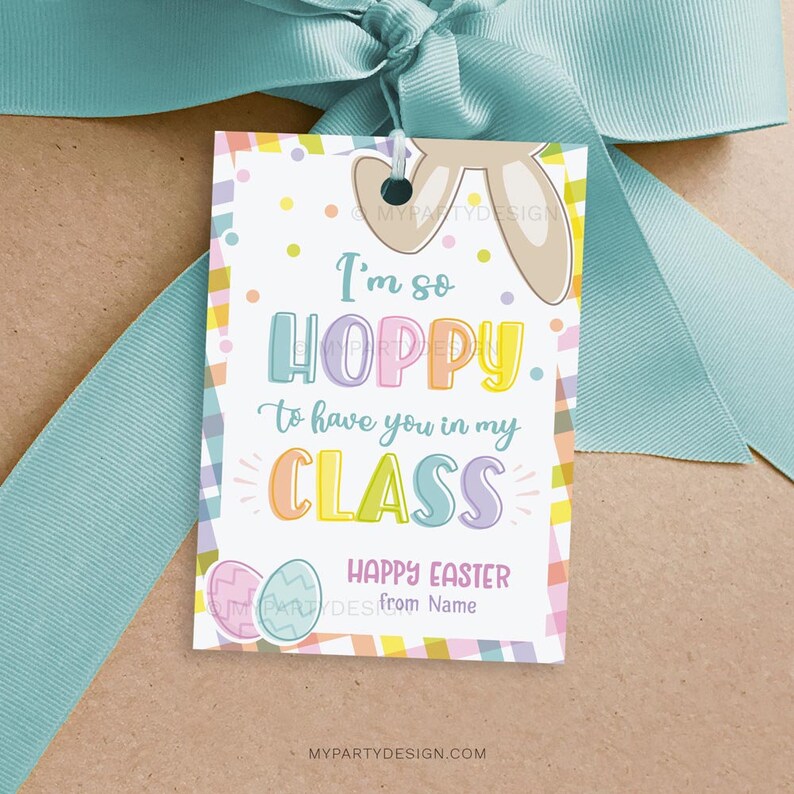 Hoppy You're in My Class Tag for Easter Class Favors, Gift for Student ...