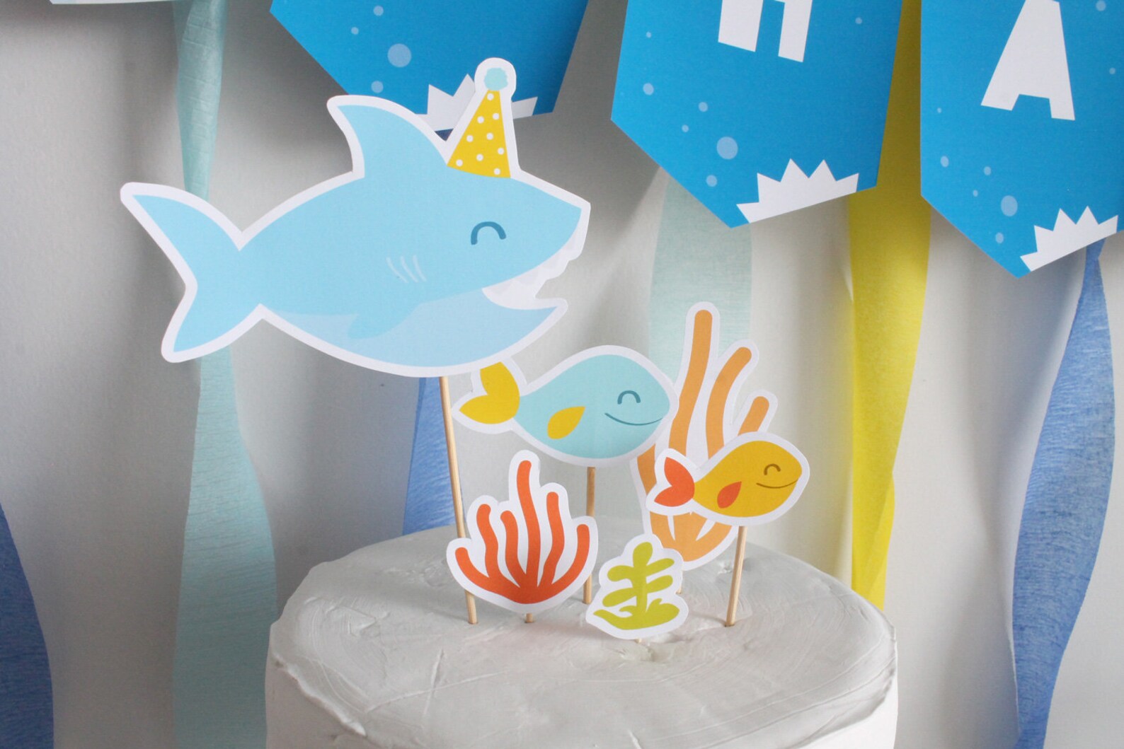 Shark Cake Topper Under the Sea Cake Topper Shark Party | Etsy