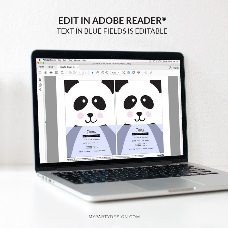Printable Panda Invitation Panda Birthday Party Invite 1st - Etsy