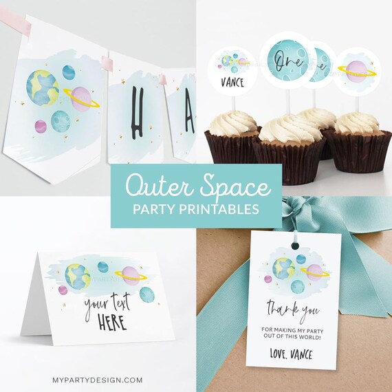 First Trip around the Sun Birthday Decorations, Space Party Pack, Outer ...