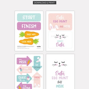 Easter Egg Hunt Signs, Kids Easter Bunny Scavenger Yard Signs Arrows ...