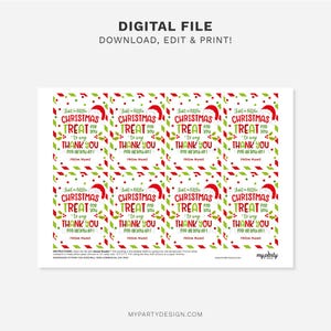 Christmas Treat to Say Thank You Gift Tag, Holiday Appreciation for ...